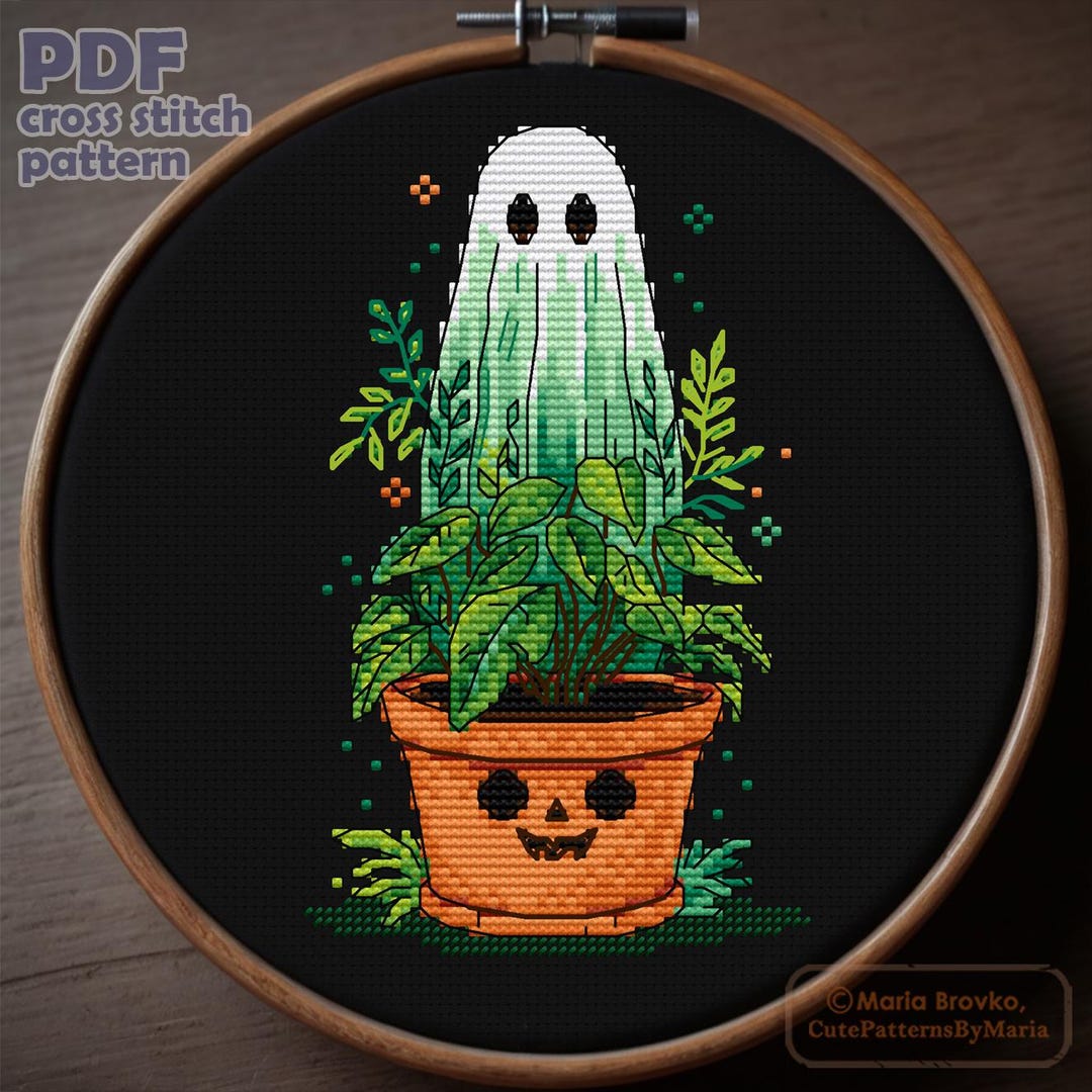 Cross Stitch Pattern Ghost Gardener DMC Chart Printable PDF Instant ...