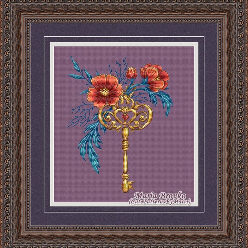 Rose Key Cross Stitch Pattern 3 Instant PDF Download Roses - Etsy