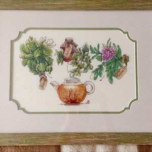 Cross Stitch Pattern herbal Tea DMC Chart Needlepoint Embroidery Printable PDF Instant Download ...