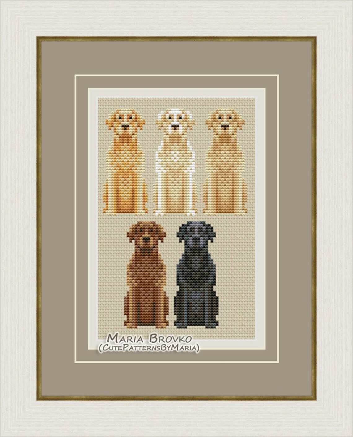 Cross Stitch Pattern labrador Retriever and Golden | Etsy