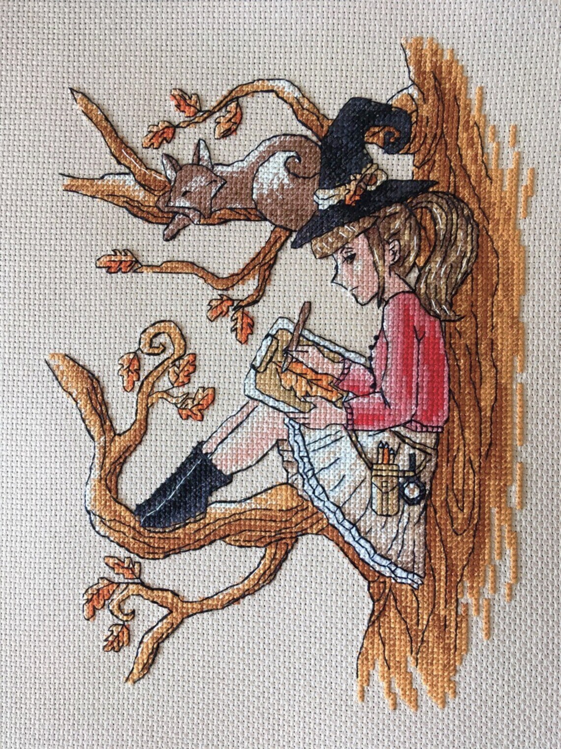 Cross Stitch Pattern Autumn sketching DMC Cross | Etsy