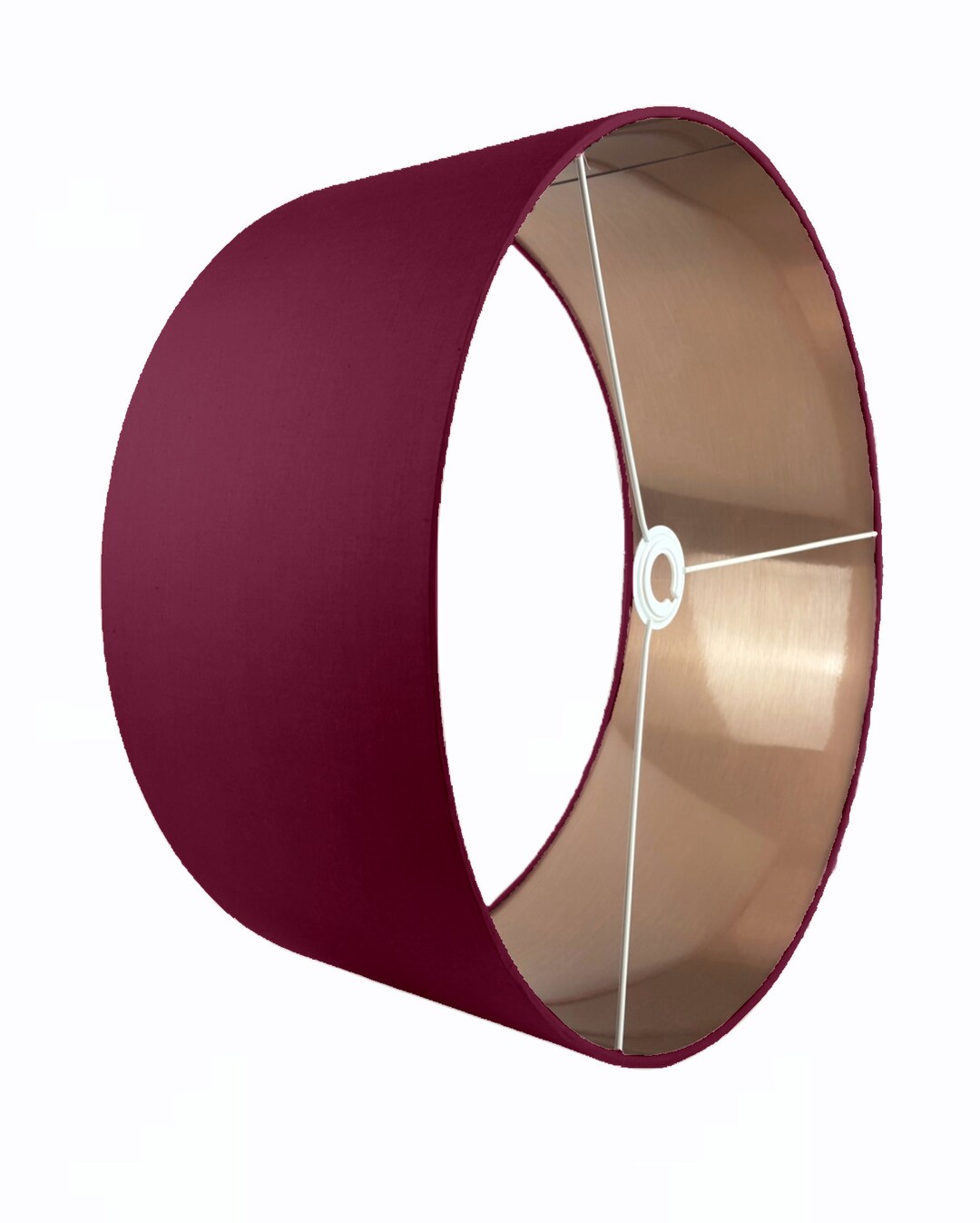Burgundy Red Fabric Lampshade - Drum Shade - *six Brushed Metallic ...