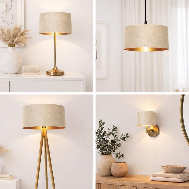 Oatmeal Drum Lamp Shade - Etsy UK