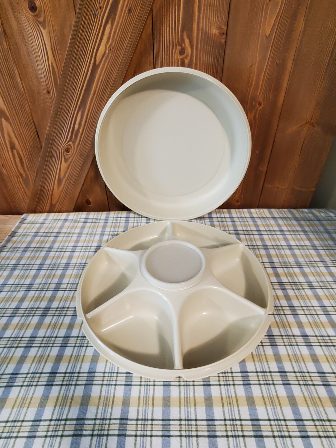 Almond Tupperware Chip and Dip/vegetable and Dip Server - Tupperware ...