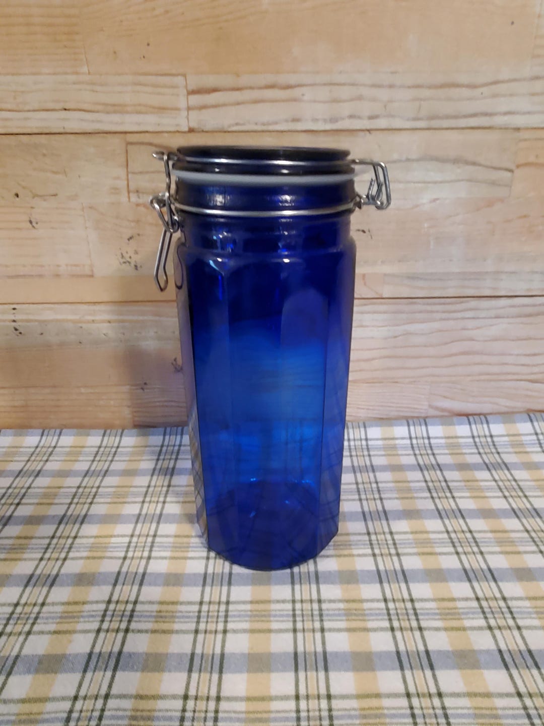 10 Inch Vintage Cobalt Blue Canister - Cobalt Blue Glass Canister - Two ...
