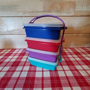 Tupperware Stackable Square Aways With Carrier Handle Tupperware Picnic ...