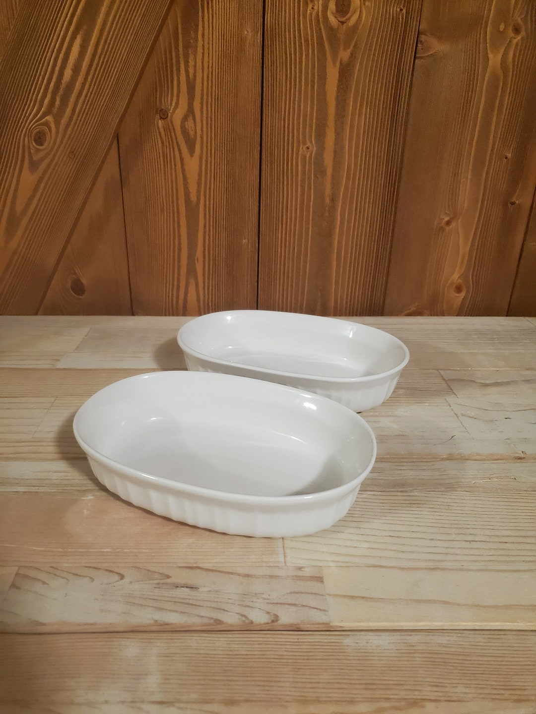 SET of 2 Corning Ware French White Oval Casserole Dishes - #444 - Hold ...