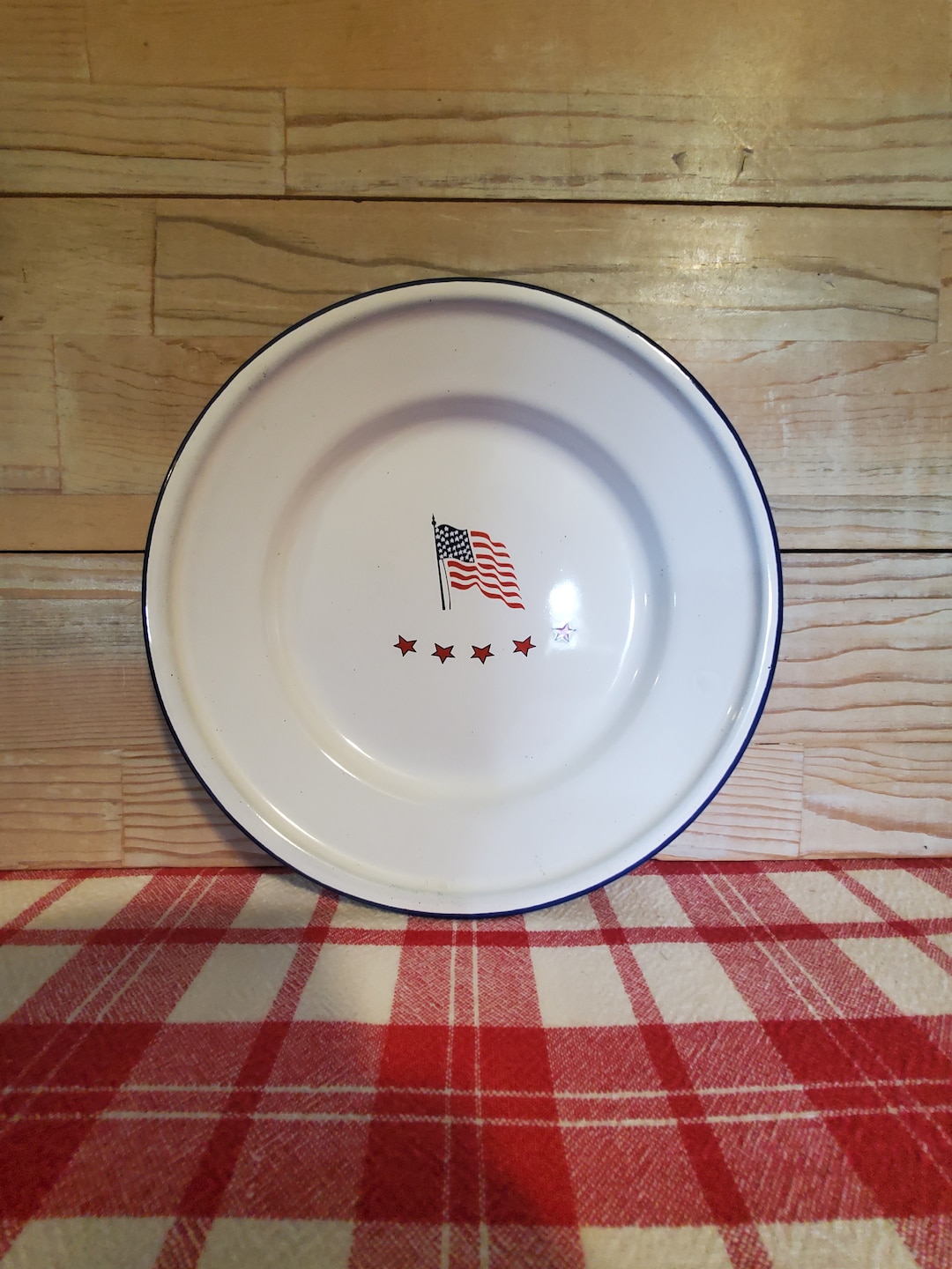 Patriotic Enamelware Plate American Flag Enamel Plate - Etsy