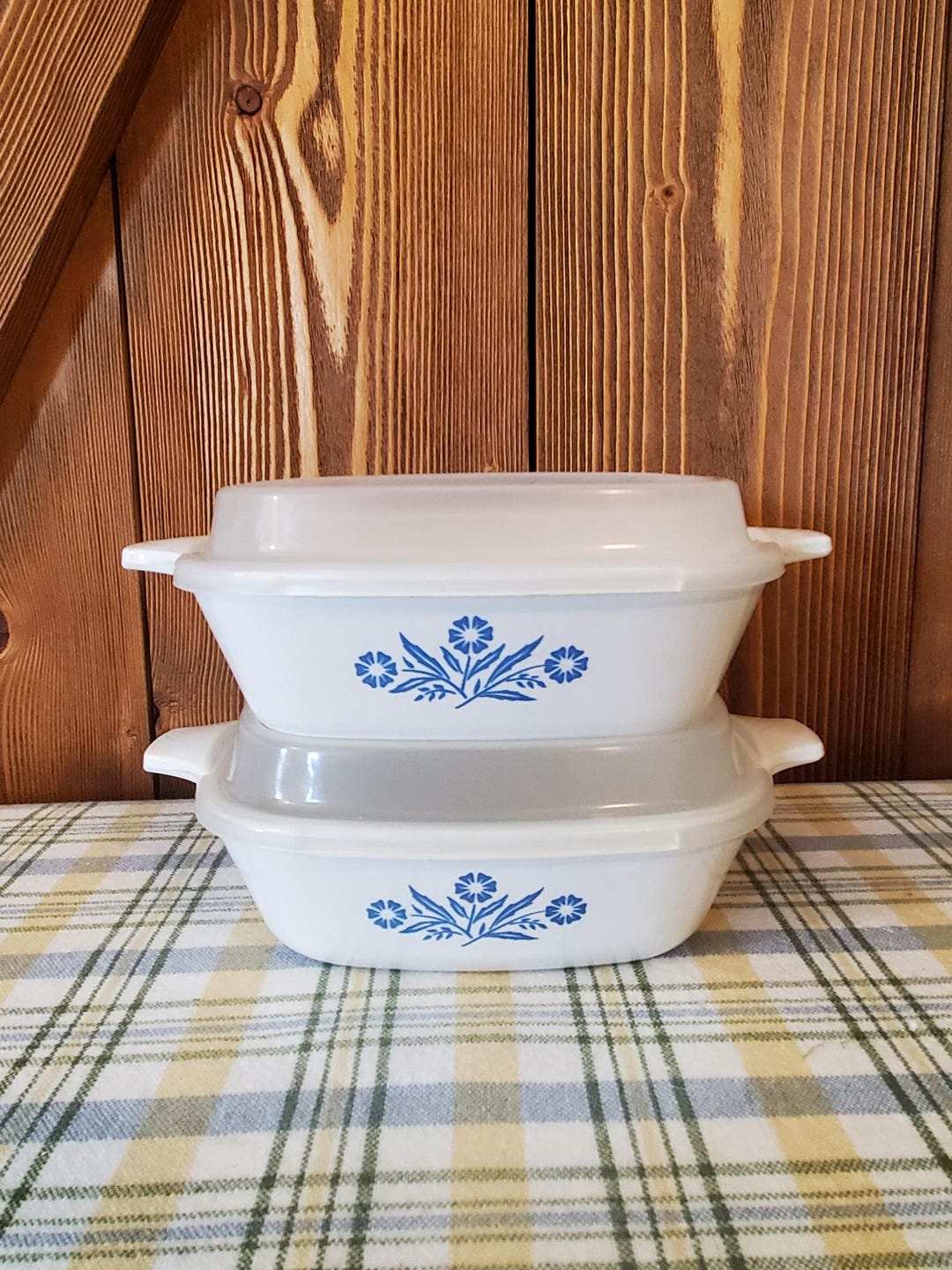 SET of 2 Corning Ware Cornflower Blue Petite Dishes With Plastic Lids ...