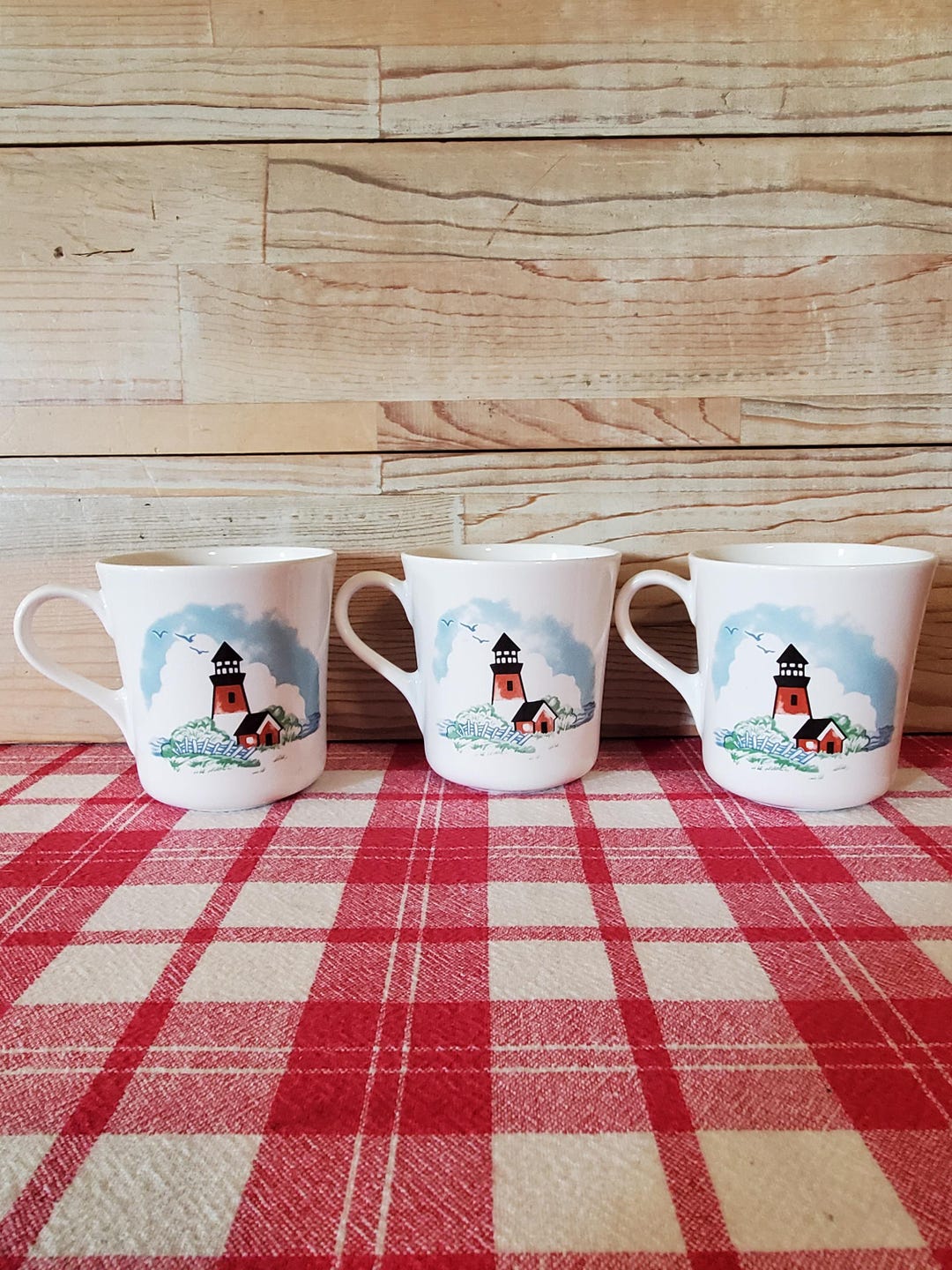 SET of 3 RARE Corelle Outer Banks Mugs - Corelle Lighthouse Mugs - Etsy