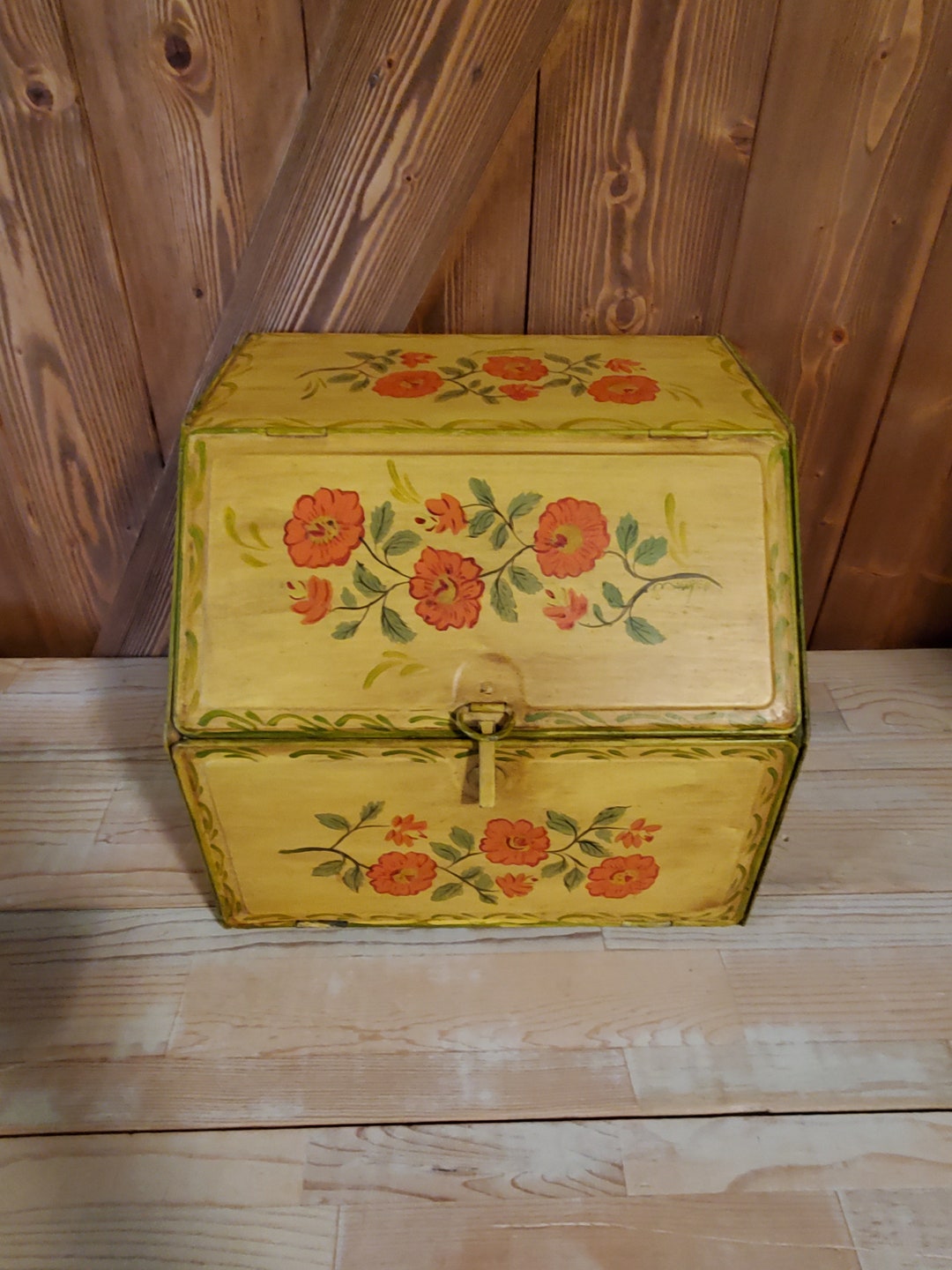 Vintage Hand Painted Bread Box - Toile Bread Box - Etsy