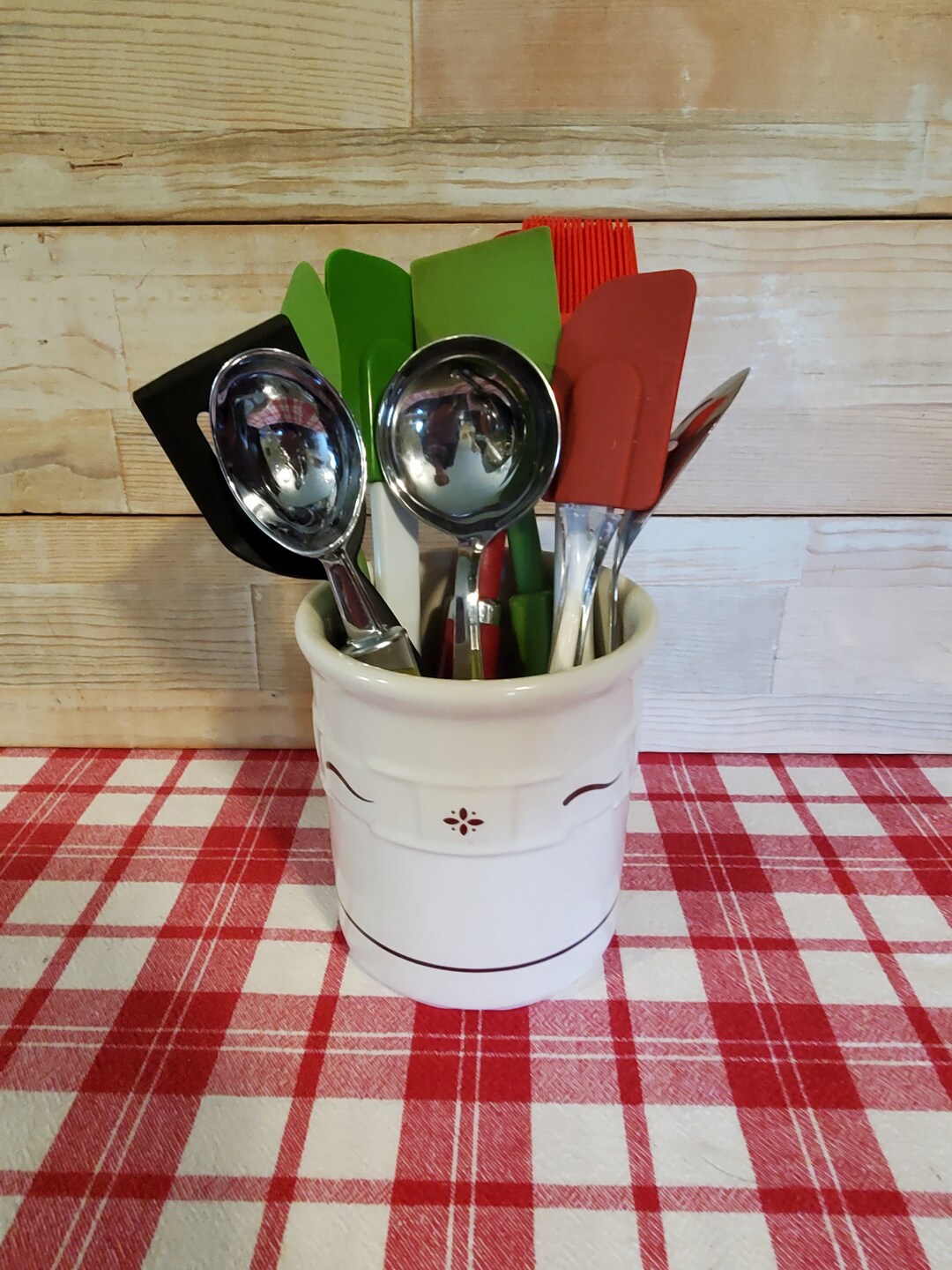 Red Longaberger Utensil Crock Longaberger Utensil Holder - Etsy
