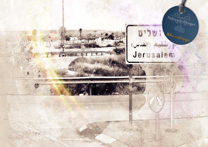 Jerusalem,street Sign,sketch,printable,jpg,a4,judaica,jewish,israel - Etsy
