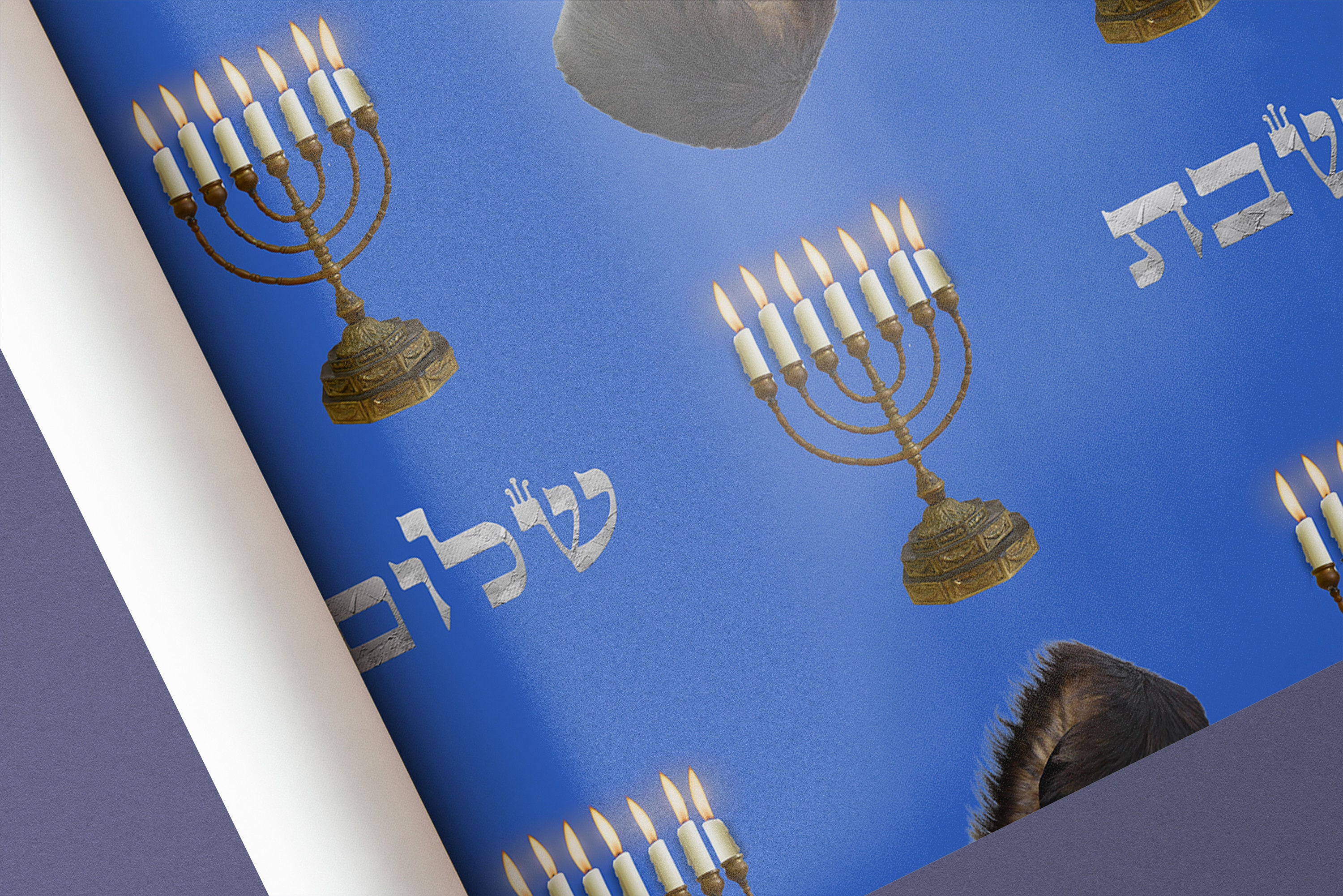 Jewish Design Shabbat Shalom With Menorah and Shtreimel Jewish Seamless ...