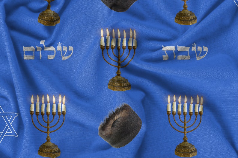 Jewish Design Shabbat Shalom With Menorah and Shtreimel Jewish Seamless ...