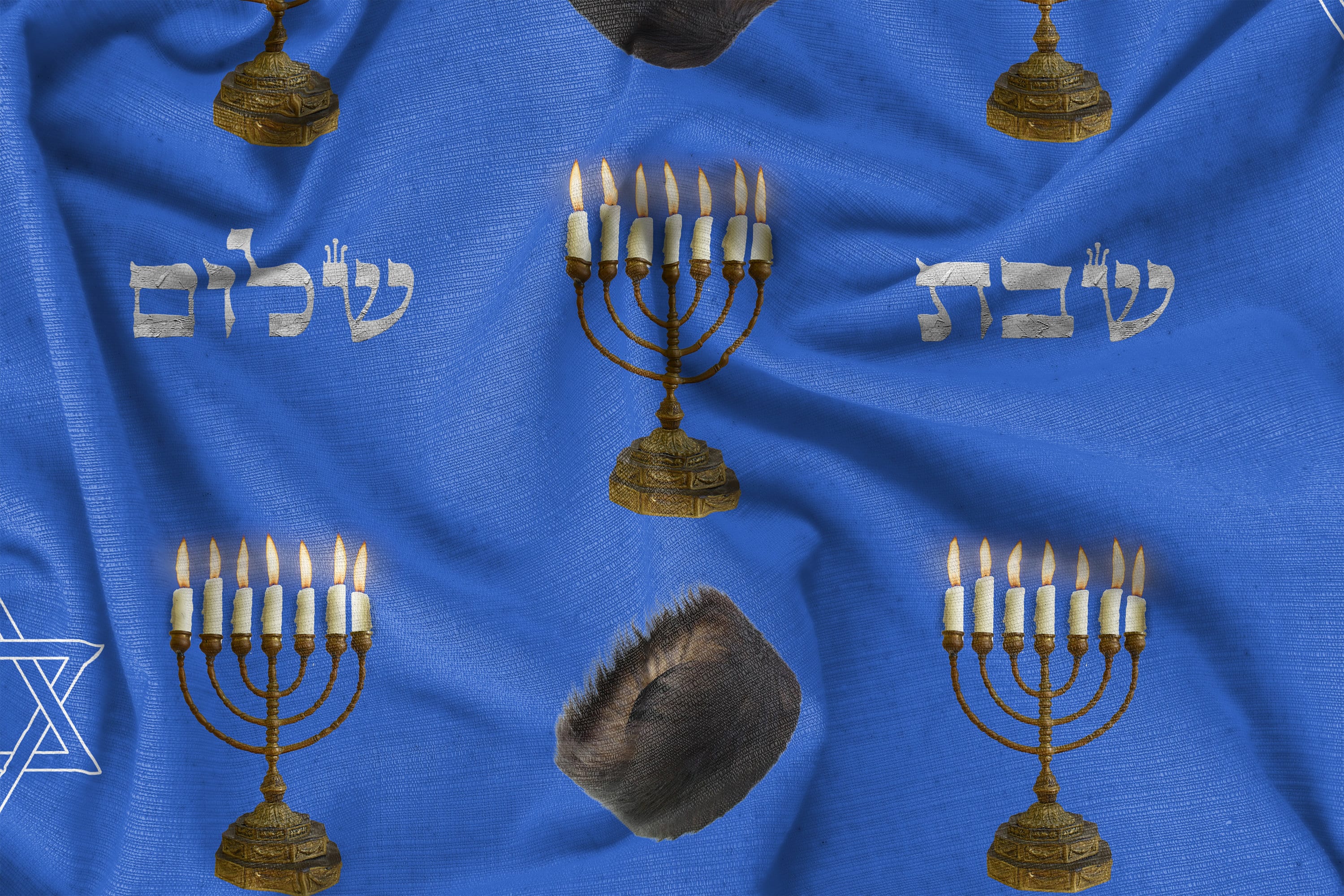 Jewish Design Shabbat Shalom With Menorah and Shtreimel Jewish Seamless ...