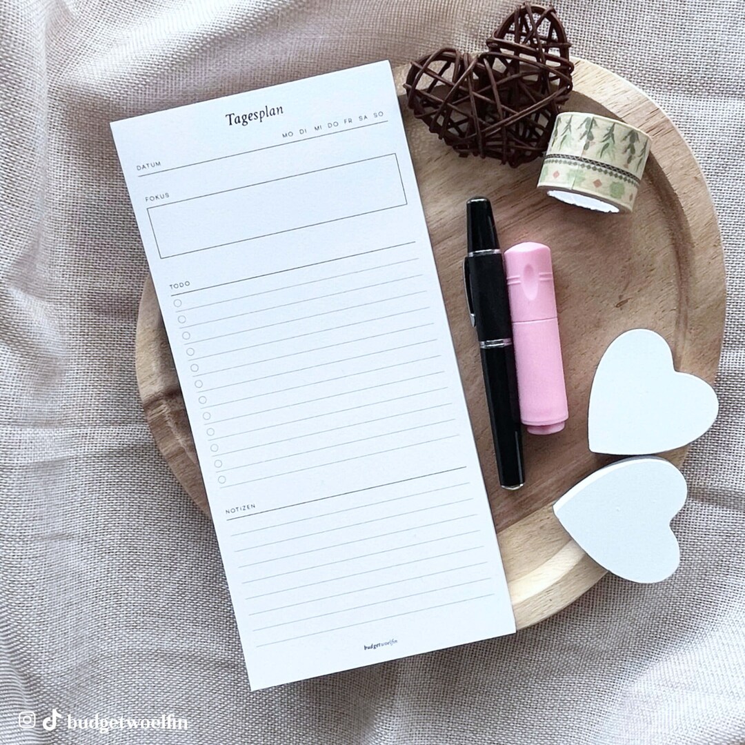 Daily Planner Pad DIN Long 50 Sheets Task Block Daily Planner Weekly ...
