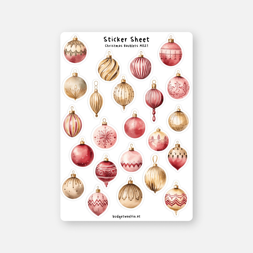 Christmas Baubles Sticker Sheets Cozy Sticker Sheet Journal - Etsy