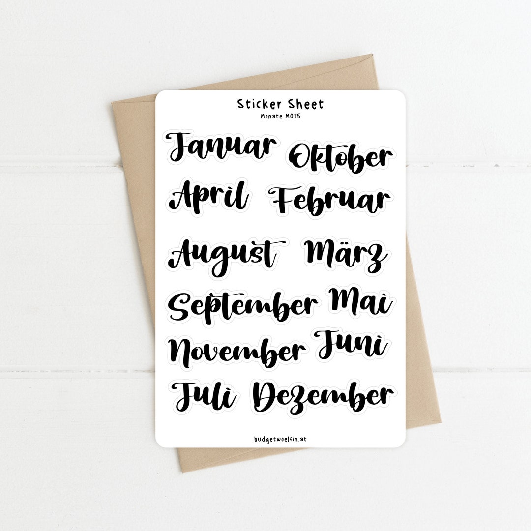 Sticker Months Month Names Sticker Bullet Journal - Etsy