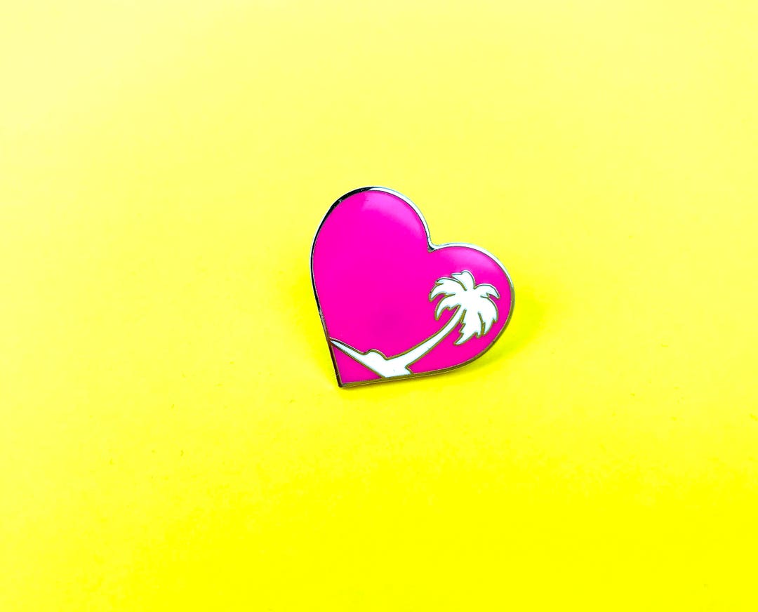 Heart & Palm Tree Enamel Pin Summer Camp Stuff - Etsy
