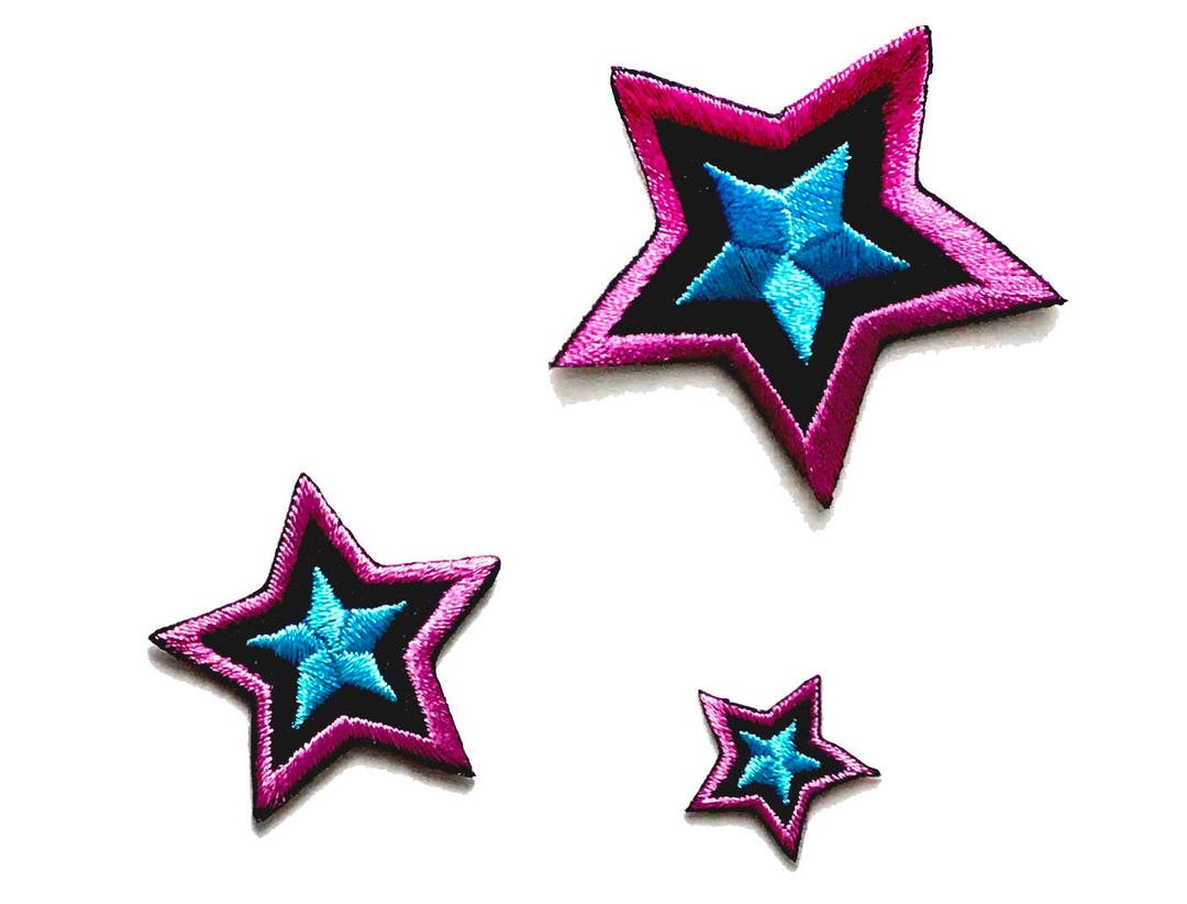 3 Tri Color Star Iron on Patches - Etsy UK