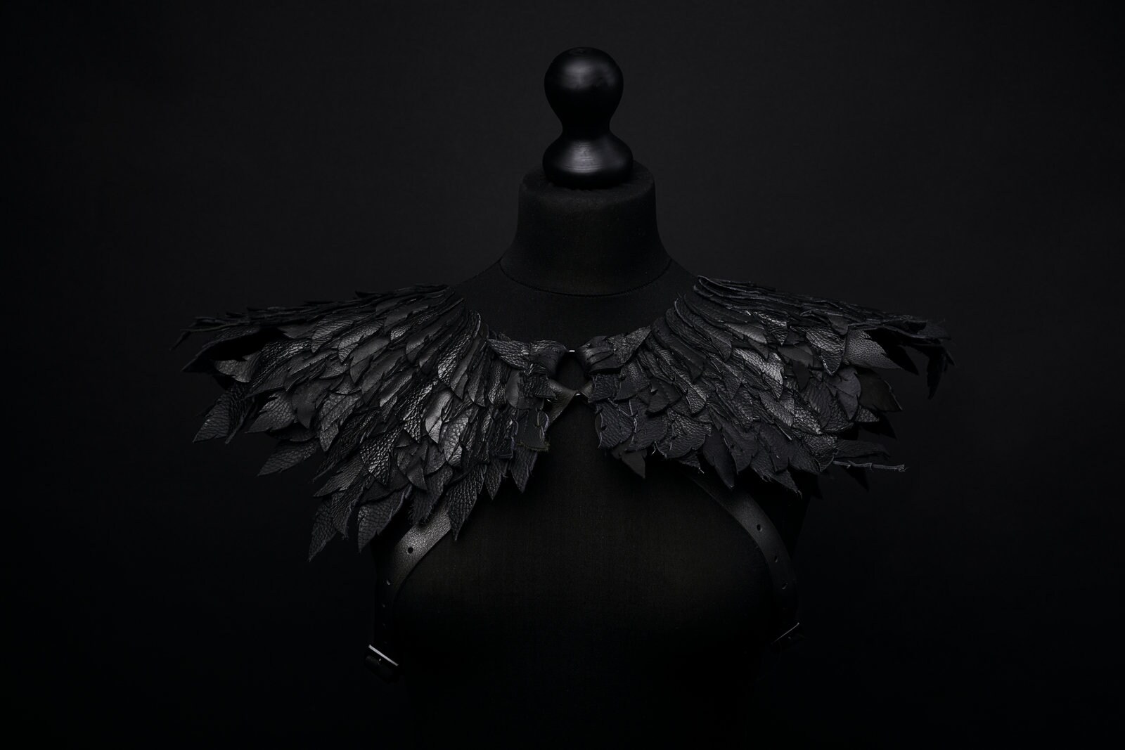 Feather Shoulder Piece Collar Leather Feathers Gothic Black - Etsy