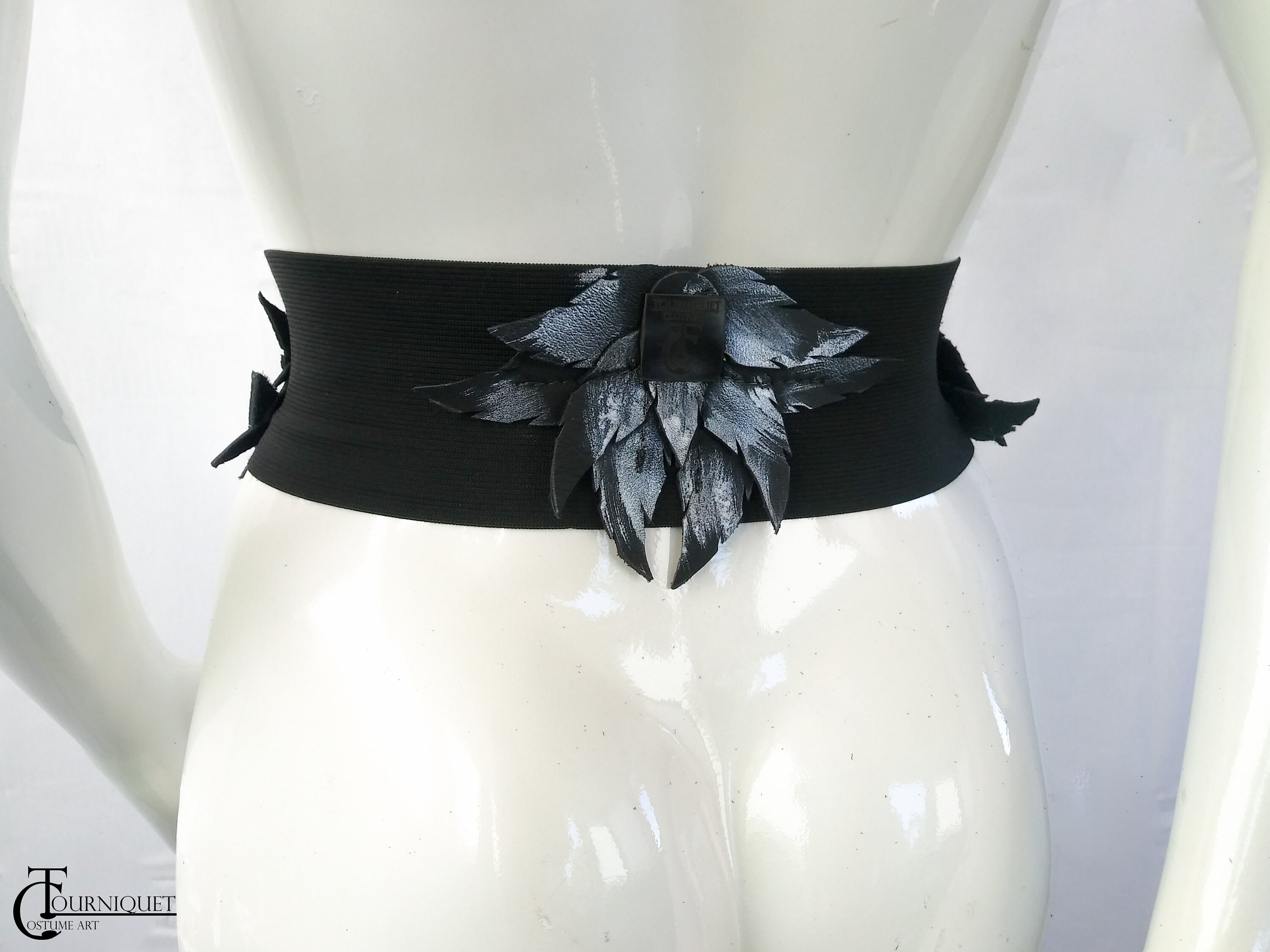 Belt Feathers Bodice Waist Belt Leather Black Gold Silver Fairy - Etsy