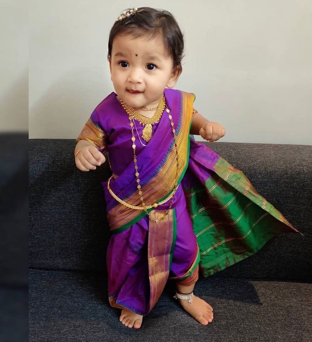 BABY GIRL SAREE | Saree for Kids | Ready Made Maharashtrian Kashta ...