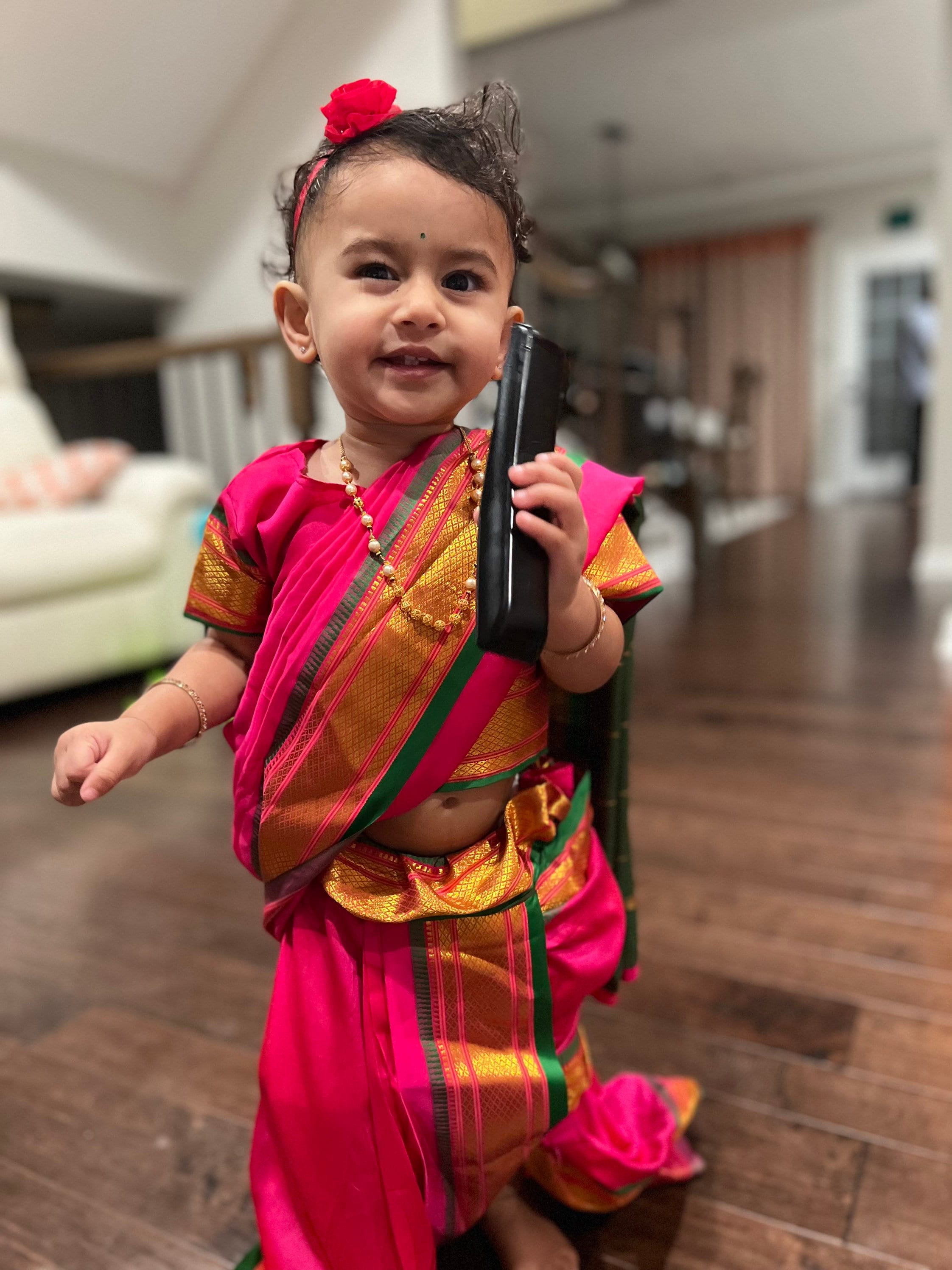 BABY GIRL SAREE Saree for Kids Ready Made Maharashtrian Kashta Nauvari ...