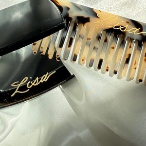 Personalized Engraved Tortoise Shell Hair Comb | Acetate Wide Tooth - Etsy