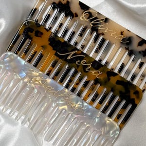 Personalized Engraved Tortoise Shell Hair Comb | Acetate Wide Tooth - Etsy
