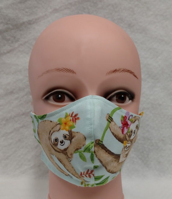 Sloth Face Masks Child and Adult Sizes Handmade in USA 100% - Etsy