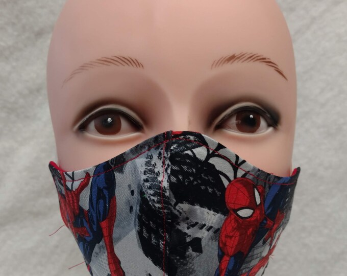 Youth Child Age 7-12 Spider Man Face Mask Handmade Flannel - Etsy