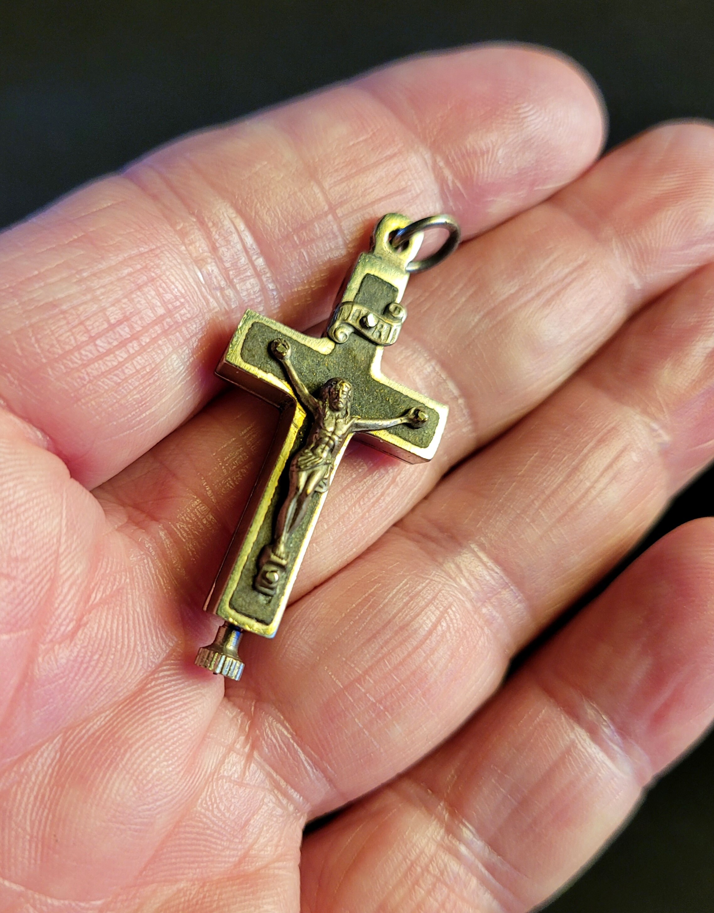 Crucifix Roman Catacombs Italy Wood Black Earth Relic Cross Opener ...