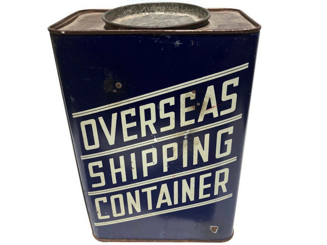 Vintage 1940's-1950's Overseas Shipping Container Metal Tin With Lid ...