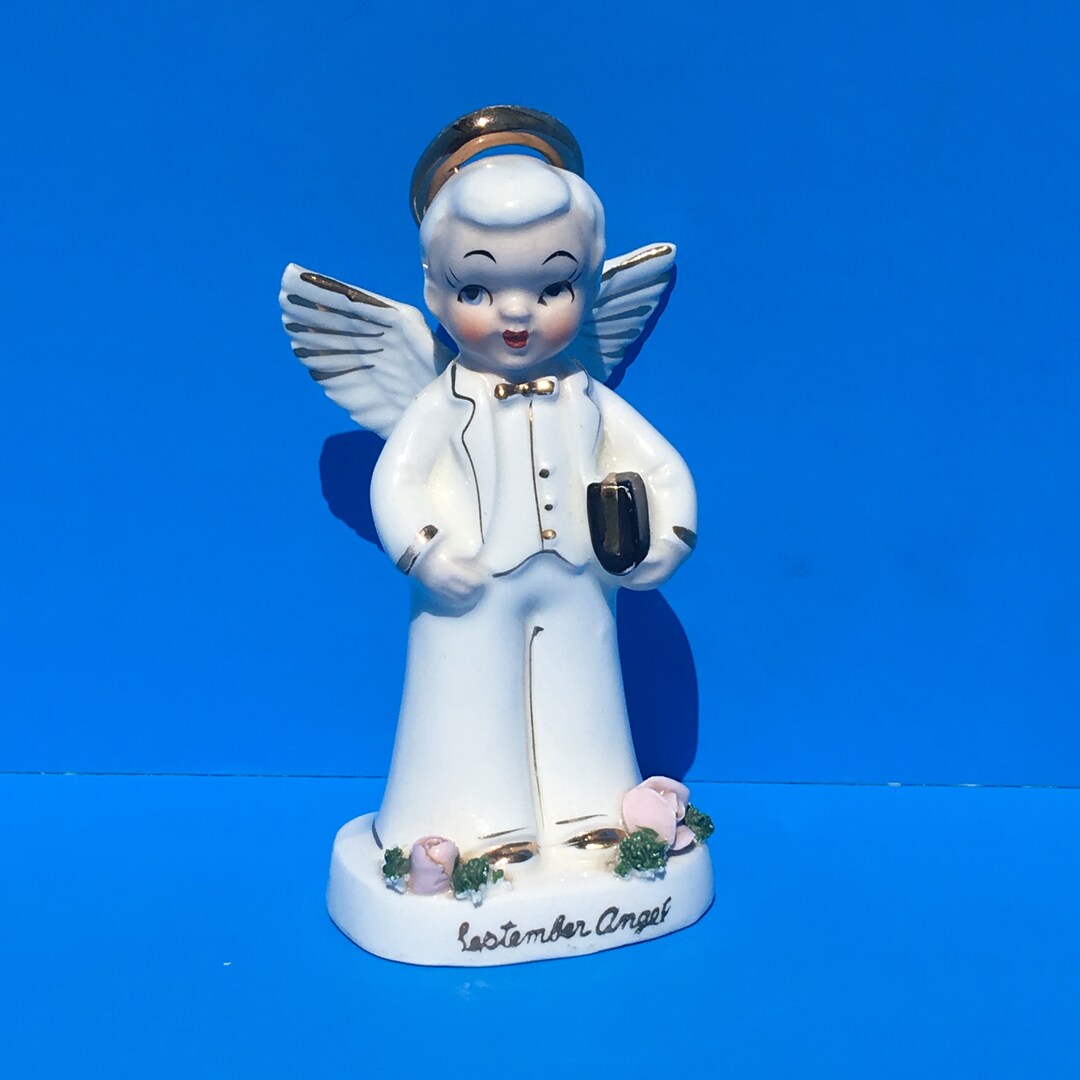 1950's Boy September Birthday Angel Figurine With Halo and Wings Boy in ...