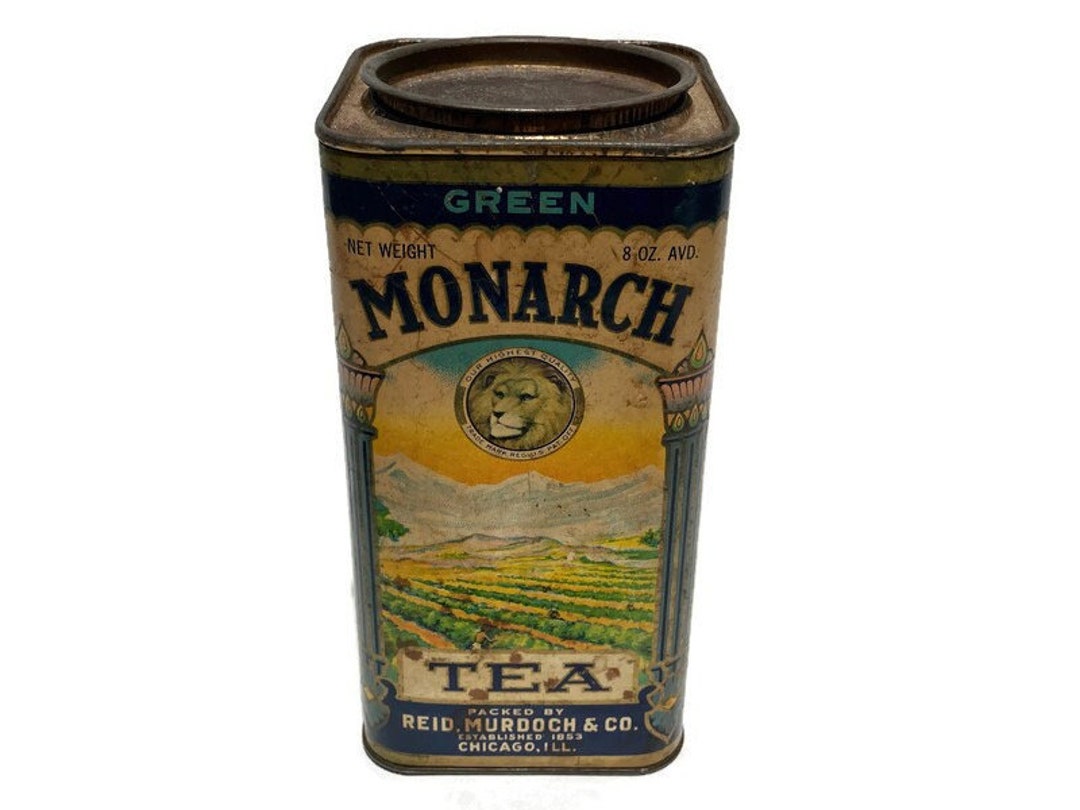 1920's Monarch Tea Tin Antique 6" Cardboard Container With Paper Label ...