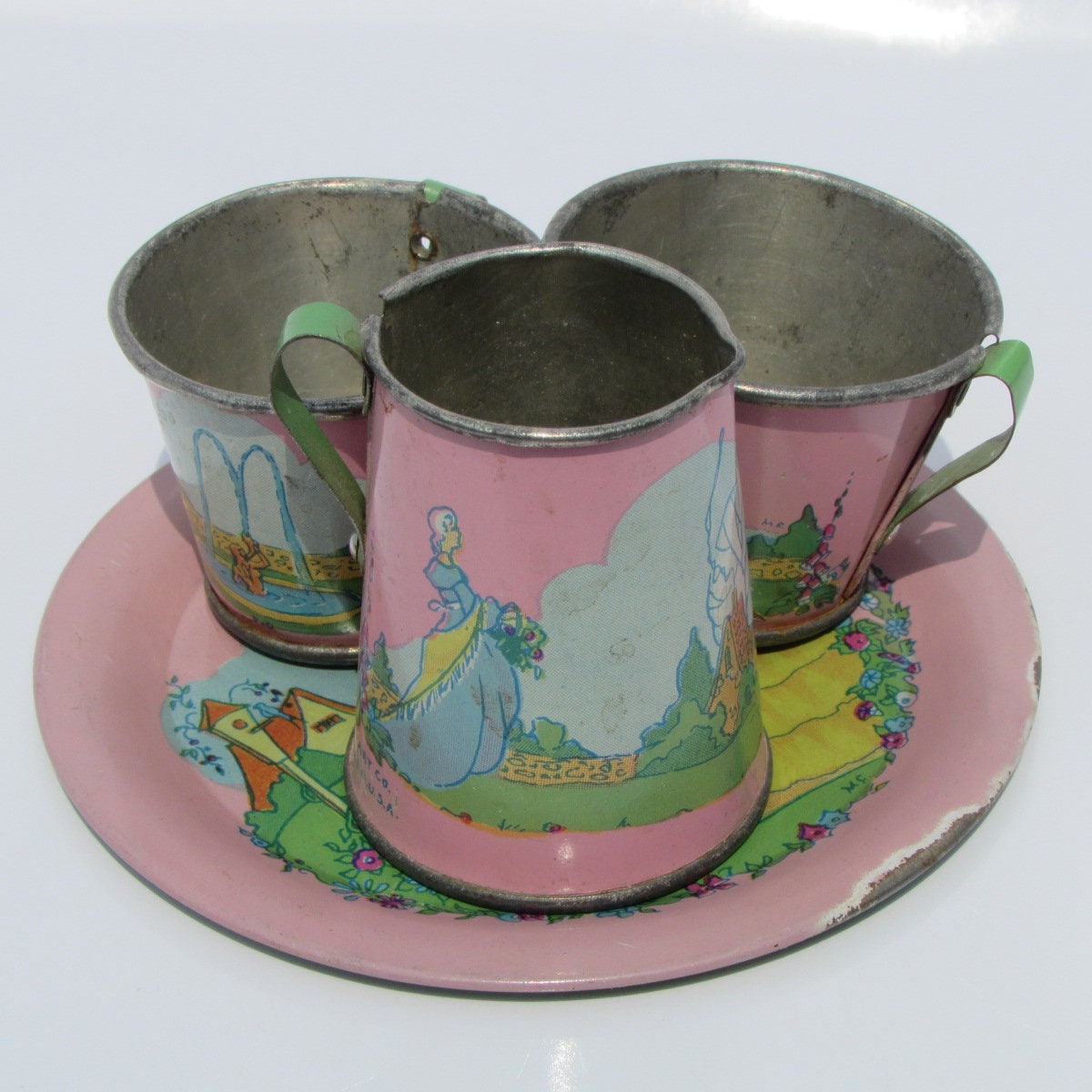 1930's Ohio Art Tin Toy Tea Party Four Piece Set Courting | Etsy