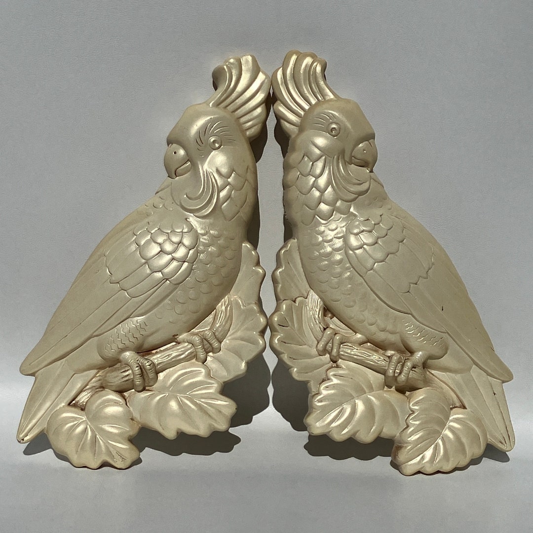 Vintage 1970's Miller Studio Chalkware Parrot Pair Large 12" X 5" Retro ...