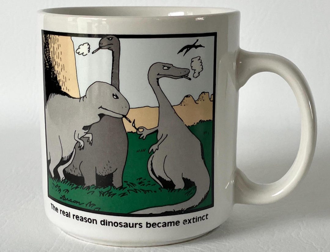 1980's the Far Side Mug With Dinosaurs Smoking Cigarettes Vintage Gary ...