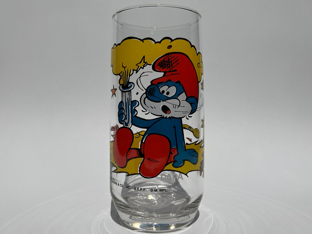 Vintage 1982 Smurf Glass Peyo Design Cartoon Character Glassware With ...
