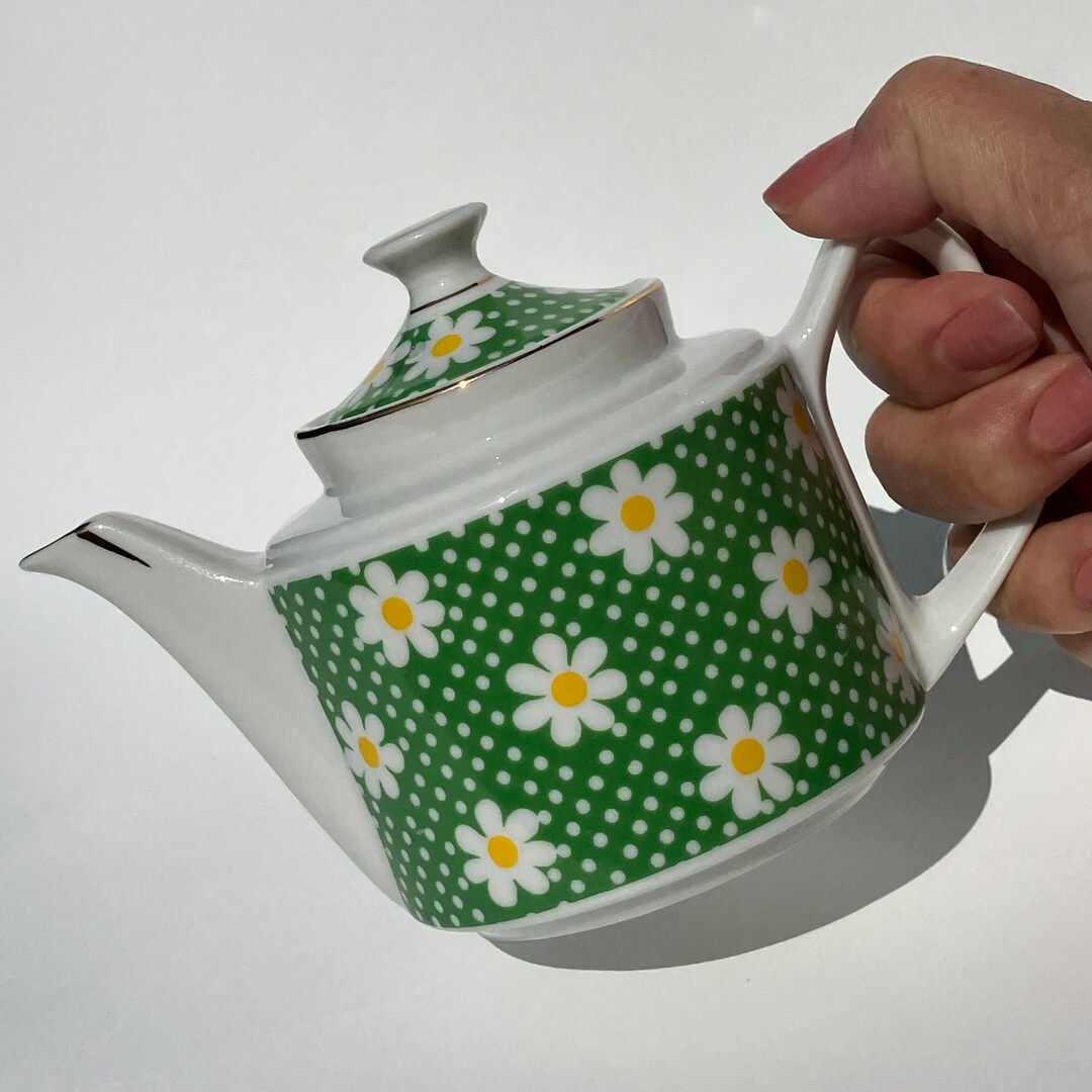 Retro 1970's Small Daisy Teapot With Polka Dots and Gold Trim by John ...