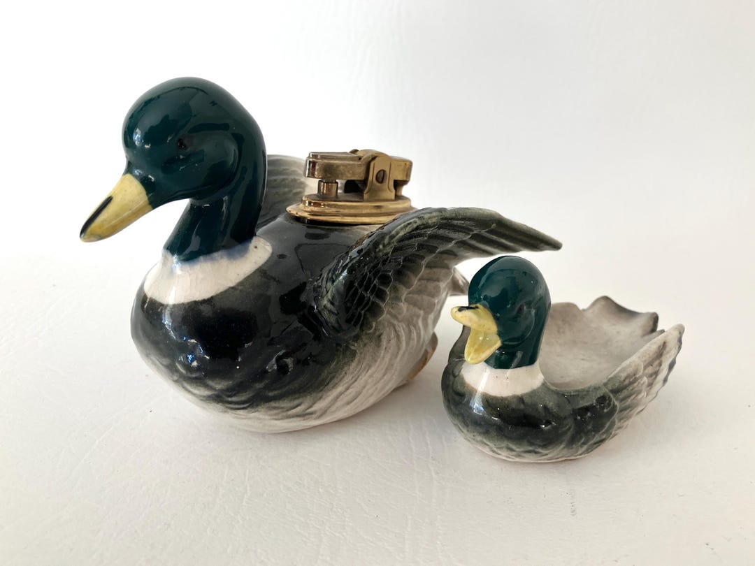 Vintage Duck Lighter & Ashtray 1960's-1970s Mallard Figurine Table ...