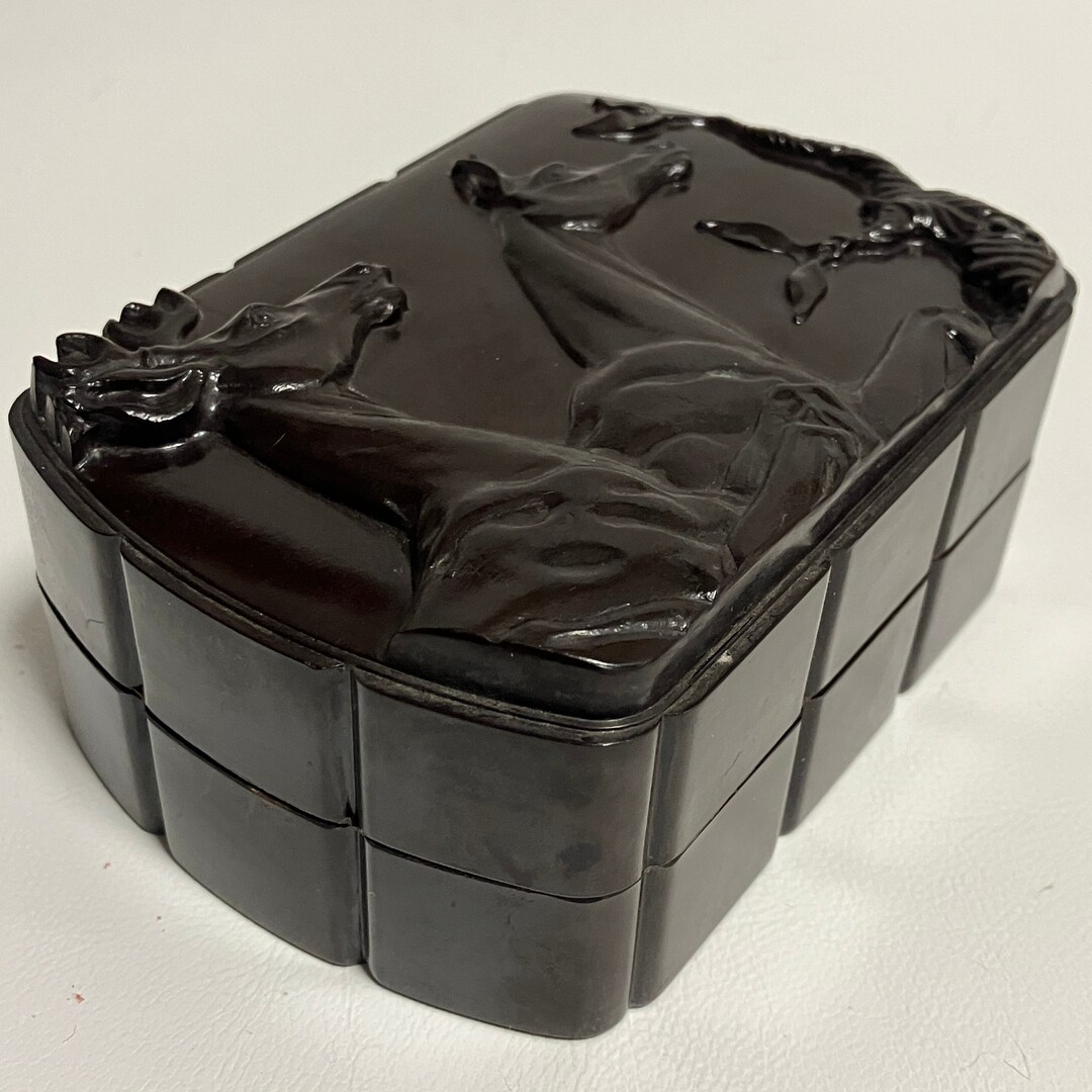 1940's Hickok Cuff Link Box With Deer Vintage Trinket Tray With Stag ...