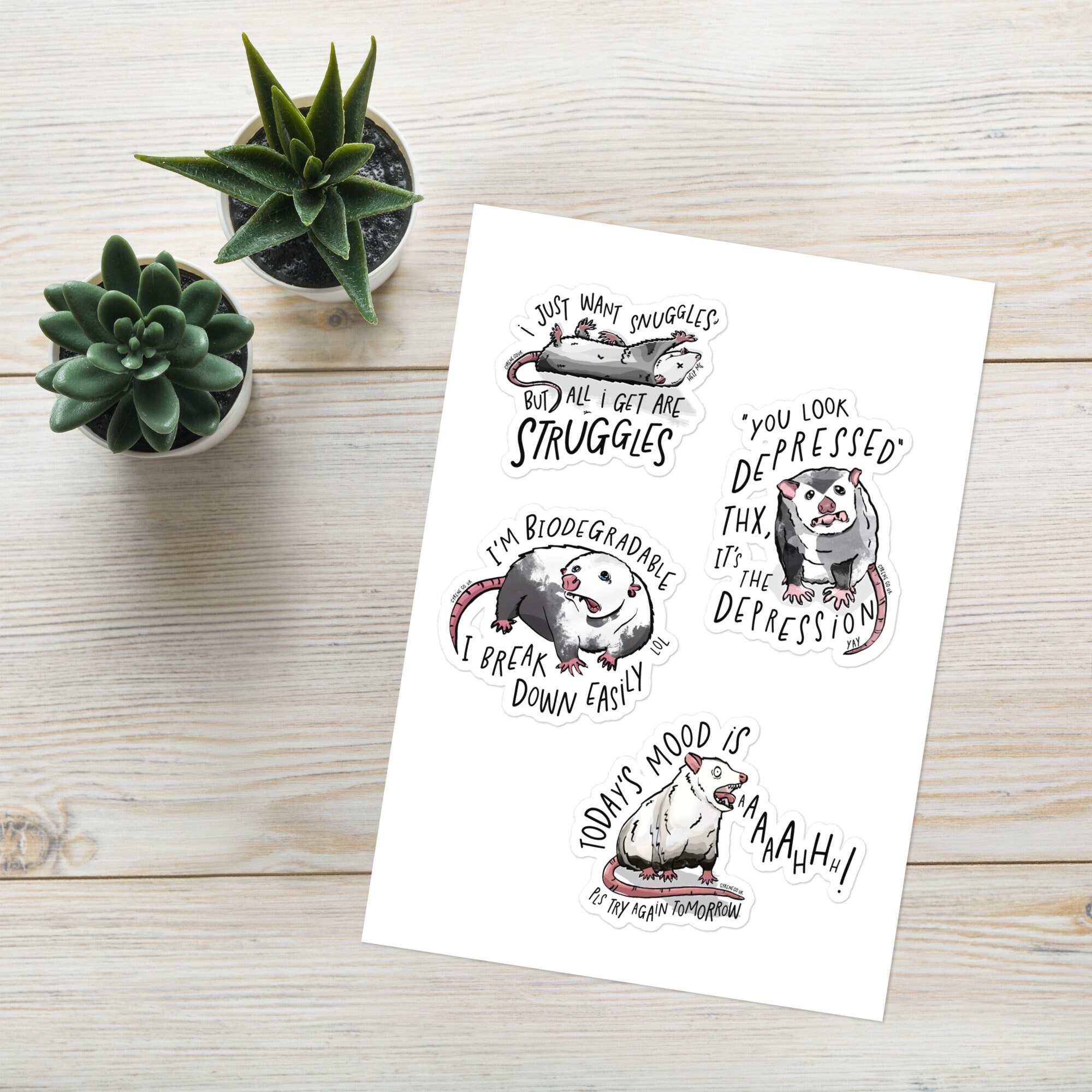 Depression and Anxiety Possum A5 Sticker Sheet Collection - Etsy