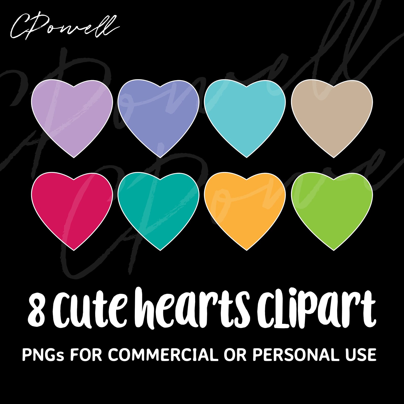 8 Cute Hearts Clipart Clip Art Pngs 300 Dpi - Etsy