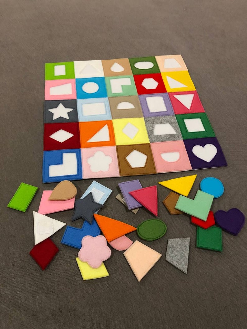 Felt Shapes Sorter Game Board, Colors Matching Game, Baby & Toddler ...