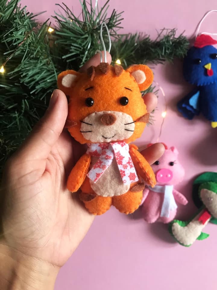 Handmade Chinese Zodiac Mini Felt Sign, Rat Ox Tiger Rabbit Dragon ...