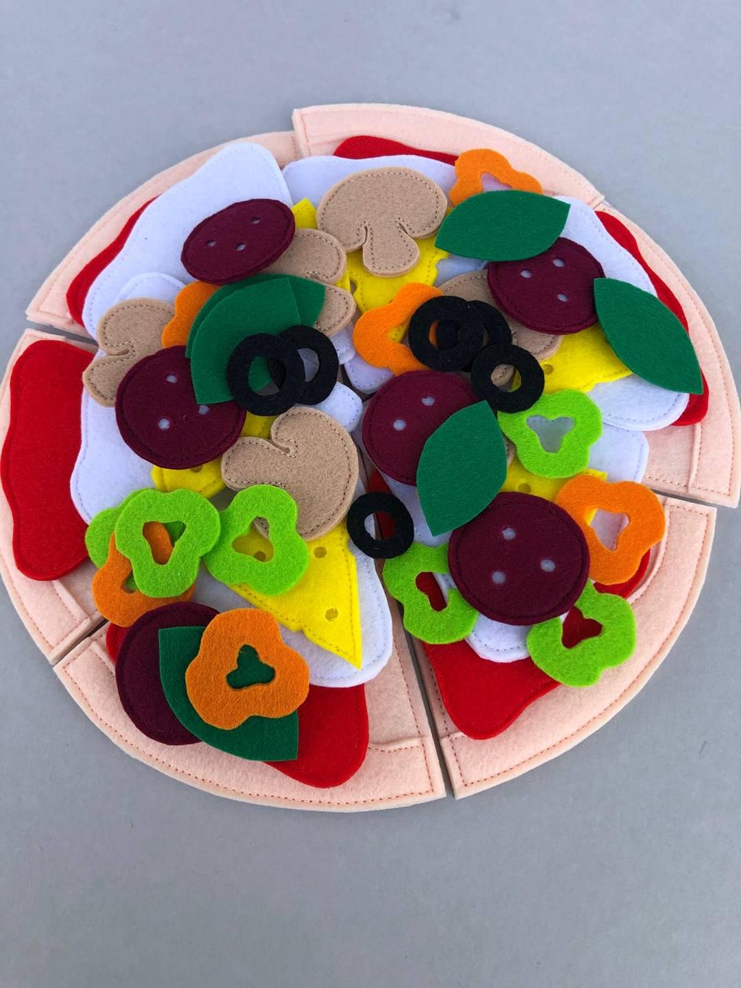 Felt Pizza Set With Toppings, Pretend Play Food, Felt Italian Food Game ...