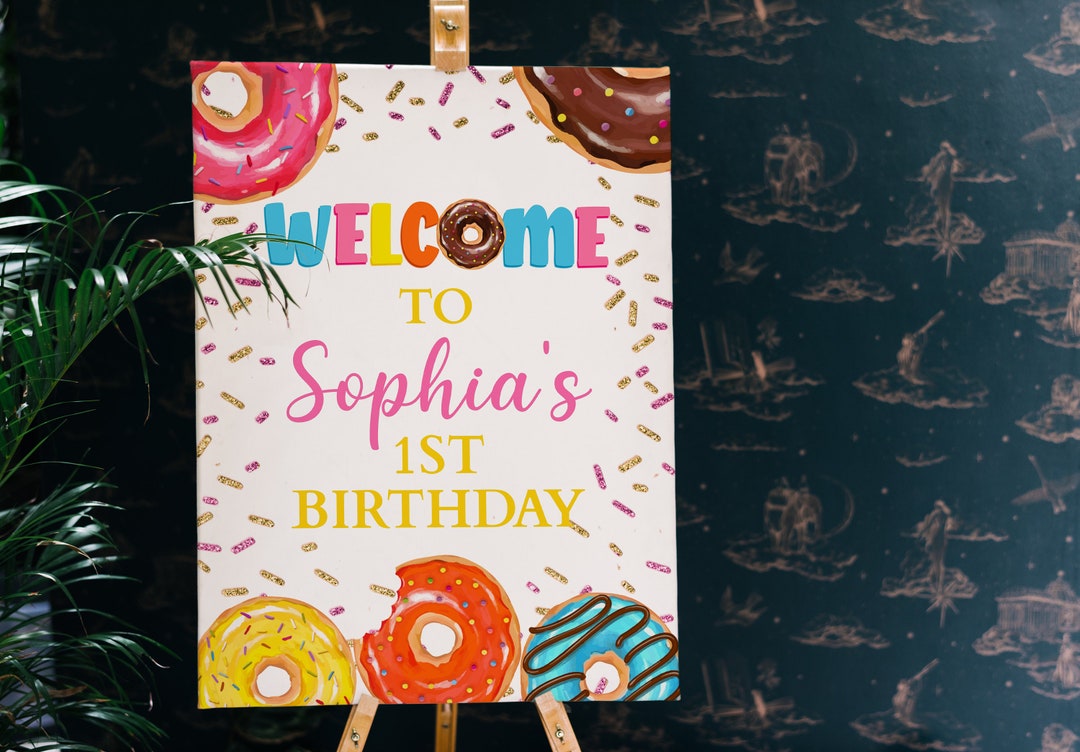 Donut Birthday Party Welcome Sign, Donut Birthday Welcome Poster ...